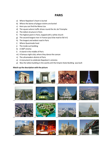 les monuments de Paris | Teaching Resources