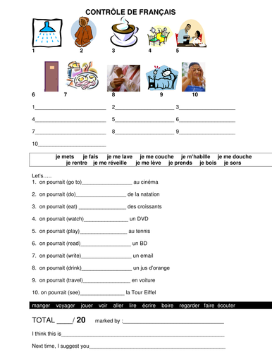 infinitives & daily routine Tests in French | Teaching Resources