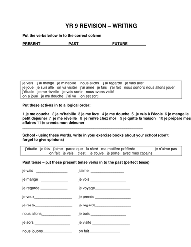 French verb revision | Teaching Resources