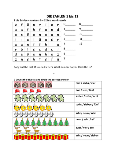 Numbers 1 to 12 in German | Teaching Resources