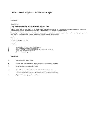 How to Create a French magazine | Teaching Resources