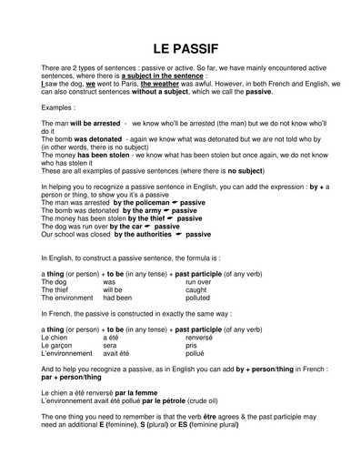 The Passive in French | Teaching Resources
