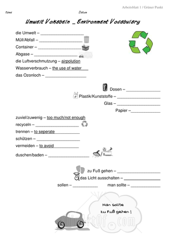 Umwelt - Environment lesson | Teaching Resources