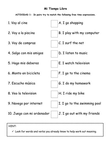 Mi Tiempo Libre | Teaching Resources