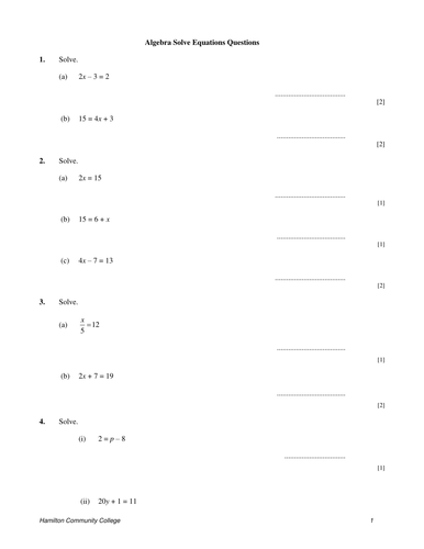 Solving Equations Worksheets | Teaching Resources