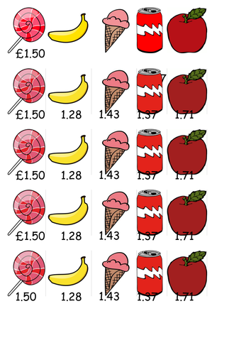 Money Shopping Cards for giving change | Teaching Resources