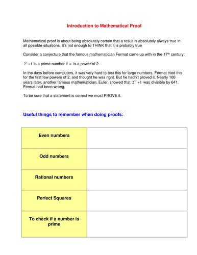 Types of proof and disproof | Teaching Resources