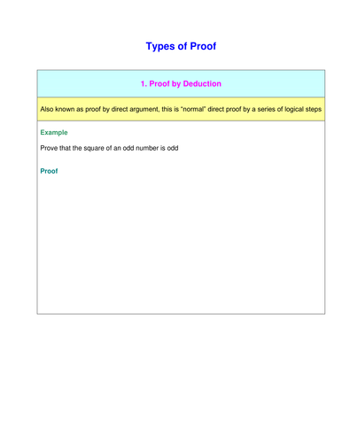 Types of proof and disproof | Teaching Resources
