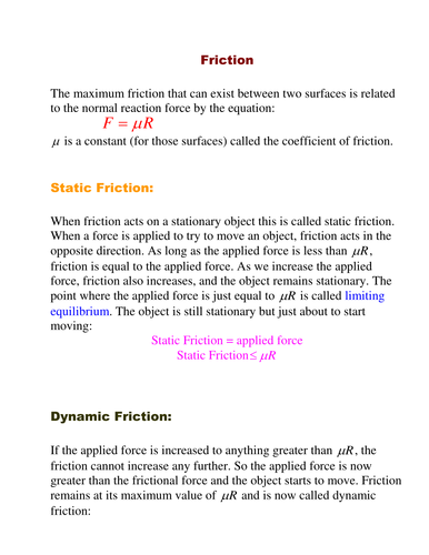 Friction | Teaching Resources