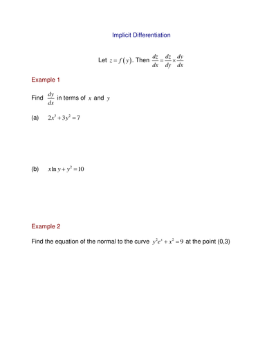 Parametric and implicit differentiation | Teaching Resources