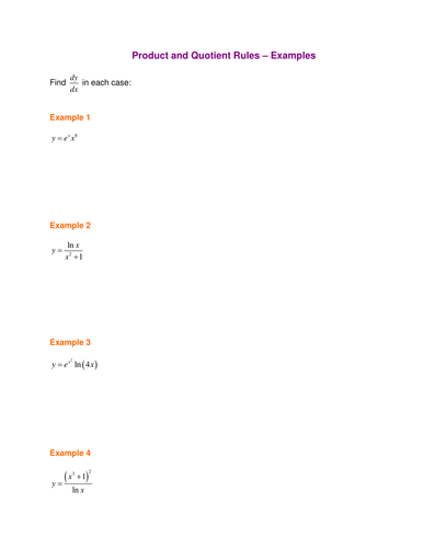 Product and Quotient Rules | Teaching Resources