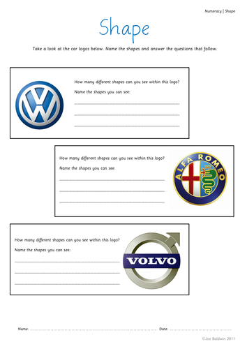 Car Logos - Shape Activity | Teaching Resources