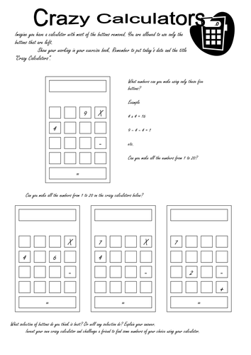 Starter - Crazy Calculators | Teaching Resources