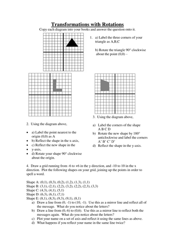 Transformations handouts | Teaching Resources