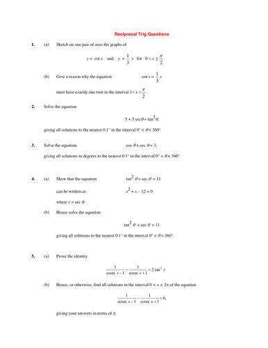 Reciprocal Trigonometric Functions | Teaching Resources Reciprocal Trigonometric Functions | Teaching Resources