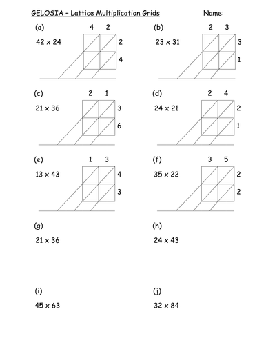 handout – Lattice Multiplication Grids | Teaching Resources