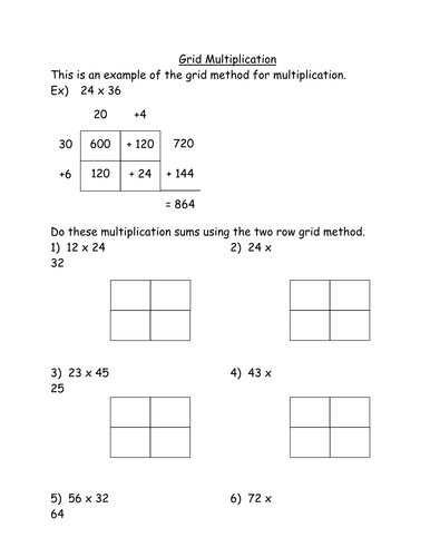 2x2 Grid Multiplication | Teaching Resources