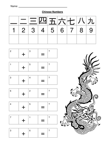 Chinese New Year - Numbers 1-9 worksheet | Teaching Resources
