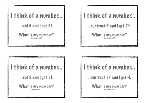 I Think of A Number Cards | Teaching Resources