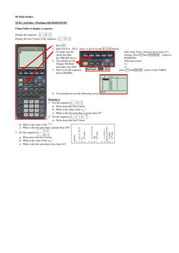 TI 83+ Graphic Display Calculator - handout | Teaching Resources