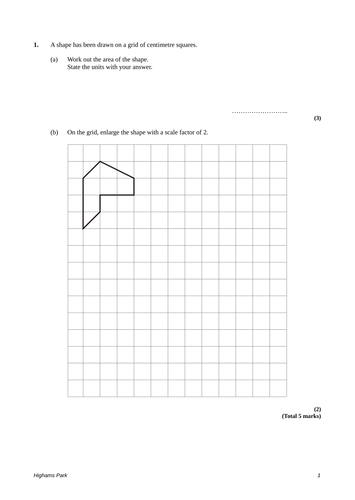 Enlargements test style questions | Teaching Resources