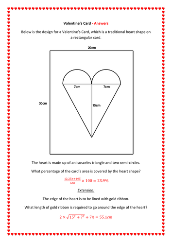 Valentine Card - Area & Perimeter | Teaching Resources