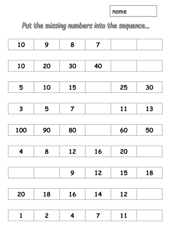 NUMBER SEQUENCES and patterning | Teaching Resources