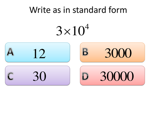 Standard Form Starters/wrap up | Teaching Resources
