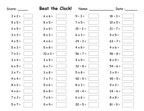 Multiplication and Division Mental- Beat the Clock | Teaching Resources