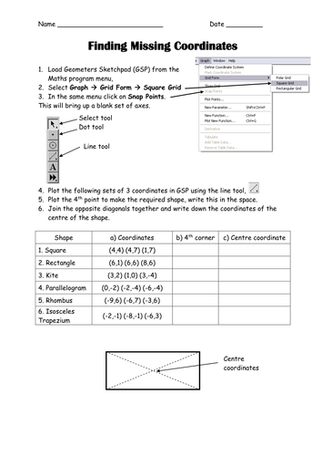 Missing Coordinates (Geometry Activity) | Teaching Resources
