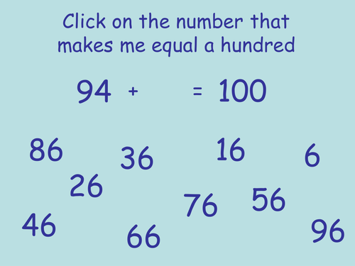 Number Bonds to One Hundred | Teaching Resources