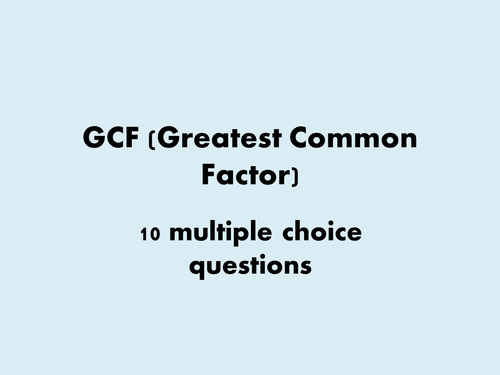 HCF multiple choice starter | Teaching Resources
