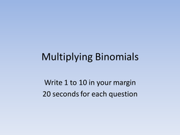 Multiplying Binomials PowerPoint | Teaching Resources