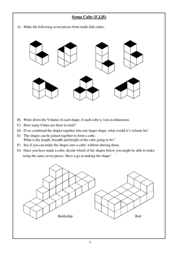 The Classic SOMA cube puzzle as a handout | Teaching Resources