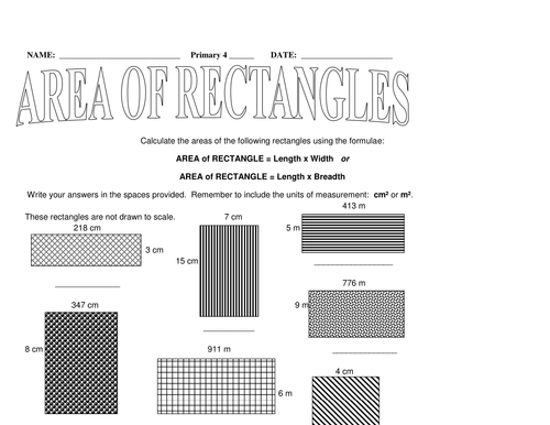 Area of Rectangles | Teaching Resources