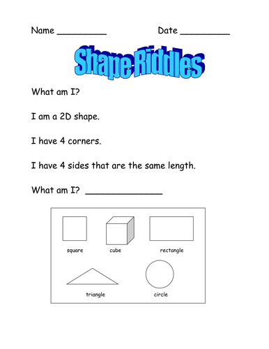 Shape Riddles | Teaching Resources