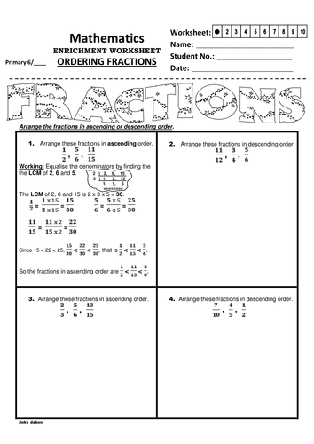 Ordering Fractions using the LCM method | Teaching Resources