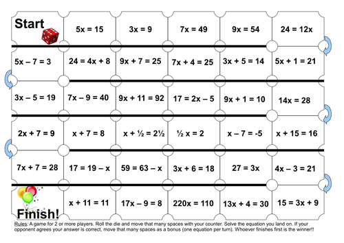 Solving Equations Boardgame | Teaching Resources