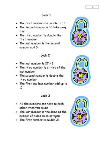 Combination Locks - math problem solving | Teaching Resources