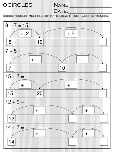 Addition by bridging through multiples of 10 along a number line ...