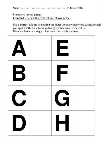 Reflecting letters | Teaching Resources