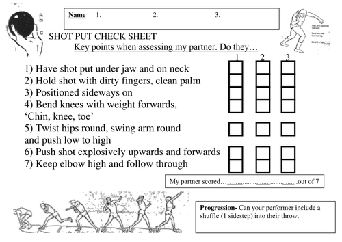 Shot Put handout | Teaching Resources