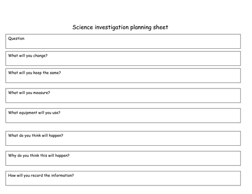 Science Investigation planning/ recording sheets | Teaching Resources