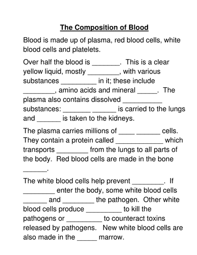 Composition of Blood | Teaching Resources