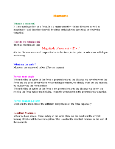 Moments | Teaching Resources