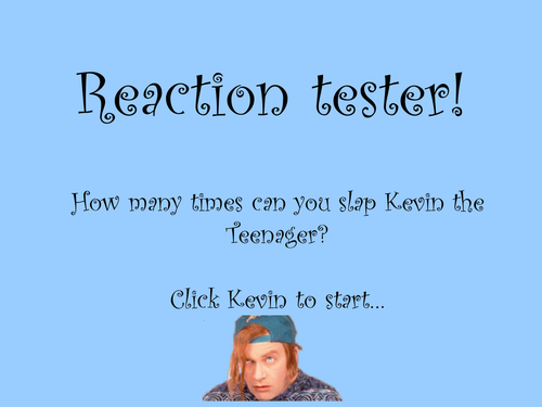 Reaction timer game for interactive whiteboard featuring Kevin the ...