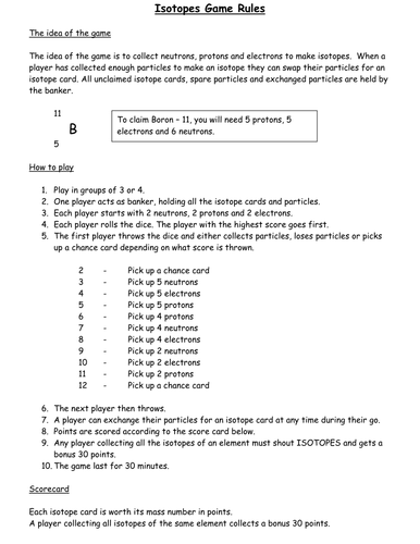 Isotopes Game | Teaching Resources