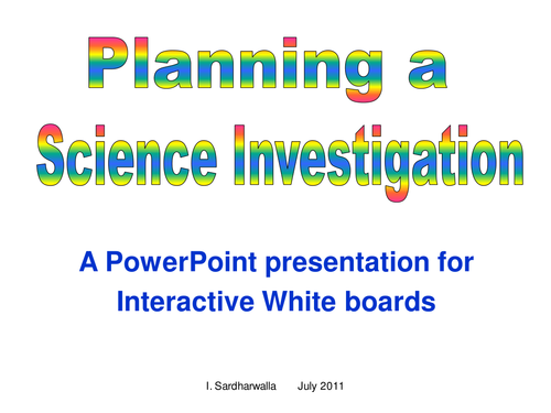 Planning Frame for a Scientific Investigation | Teaching Resources