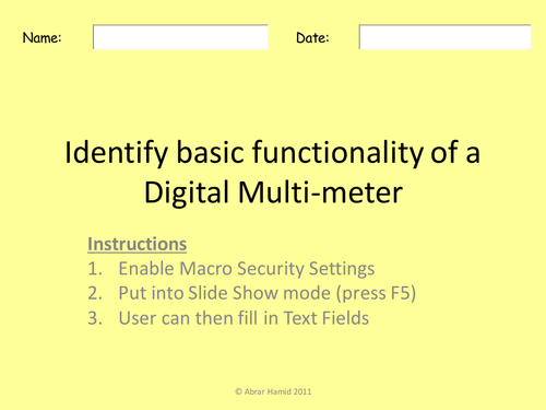 Digital MultiMeter | Teaching Resources
