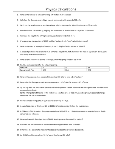 Setting out Physics equations | Teaching Resources